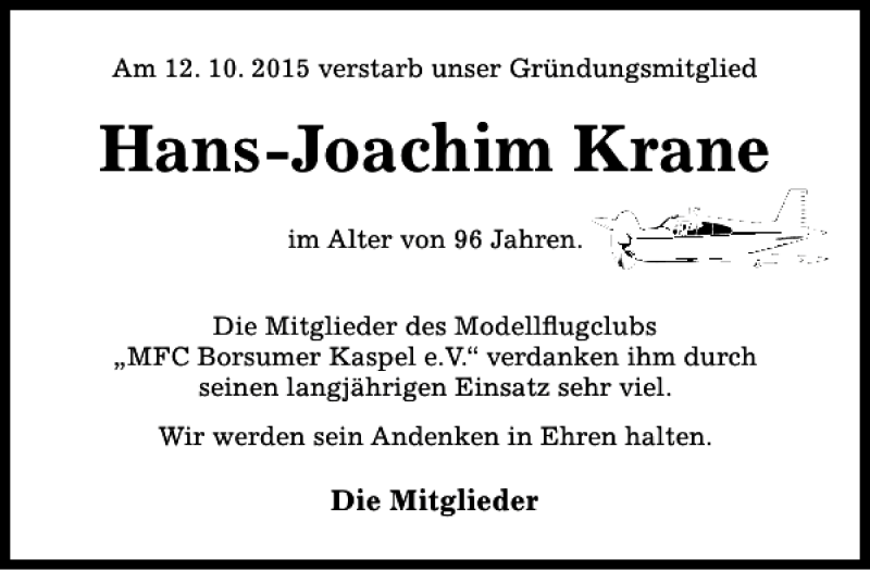 Traueranzeigen von Hans-Joachim Krane | Trauerportal Hildesheimer ...