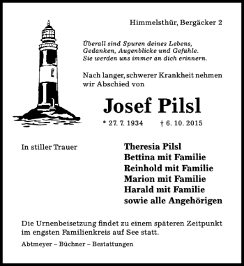 Traueranzeigen von Josef Pilsl | Trauerportal Hildesheimer Allgemeine ...